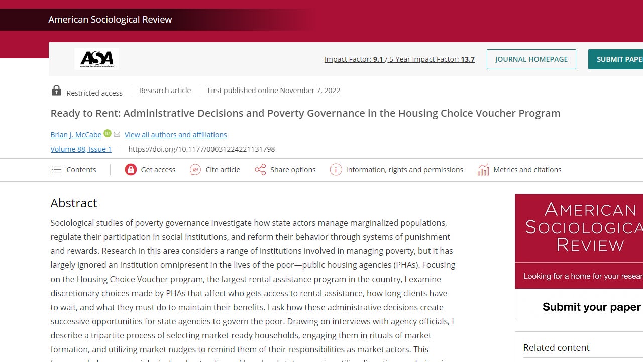 Prof. McCabe Published in ASR | Department of Sociology | Georgetown ...
